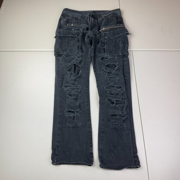 Akoo | Jeans | Akoo Mens Denim Cargo Jeans 34x34 Big Oak Fit Distressed ...